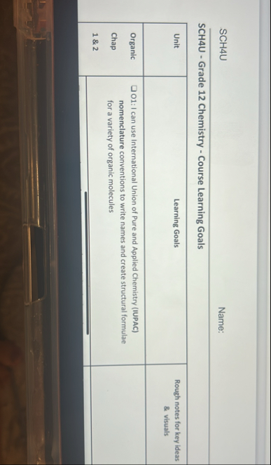 Solved SCH4UName:SCH4U - ﻿Grade 12 ﻿Chemistry - ﻿Course | Chegg.com