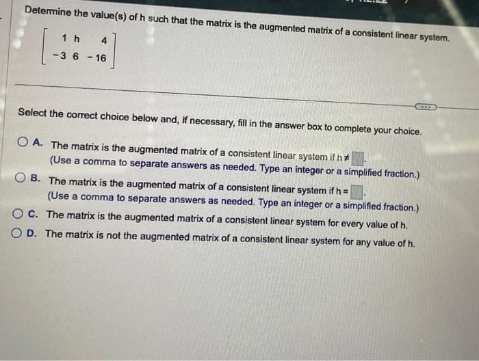 Solved Determine the value(s) of h such that the matrix is | Chegg.com