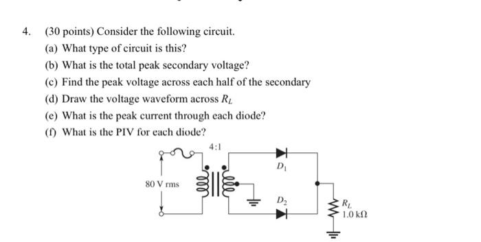 Solved 4. (30 points) Consider the following circuit. (a) | Chegg.com