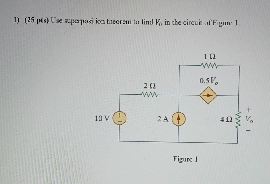 Solved 1) (25 pts) Use superposition theorem to find V. in | Chegg.com