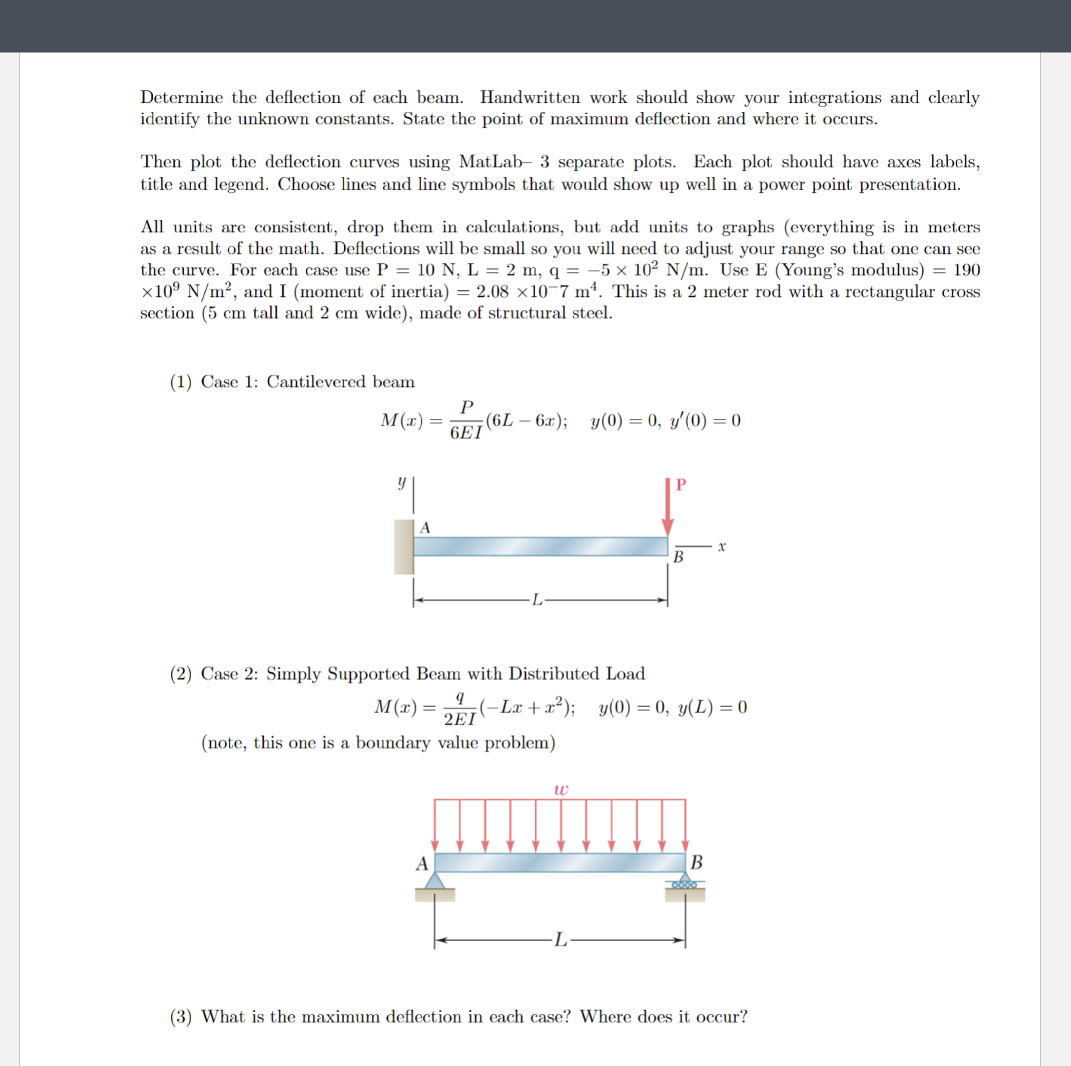 Solved Determine the deflection of each beam. Handwritten | Chegg.com