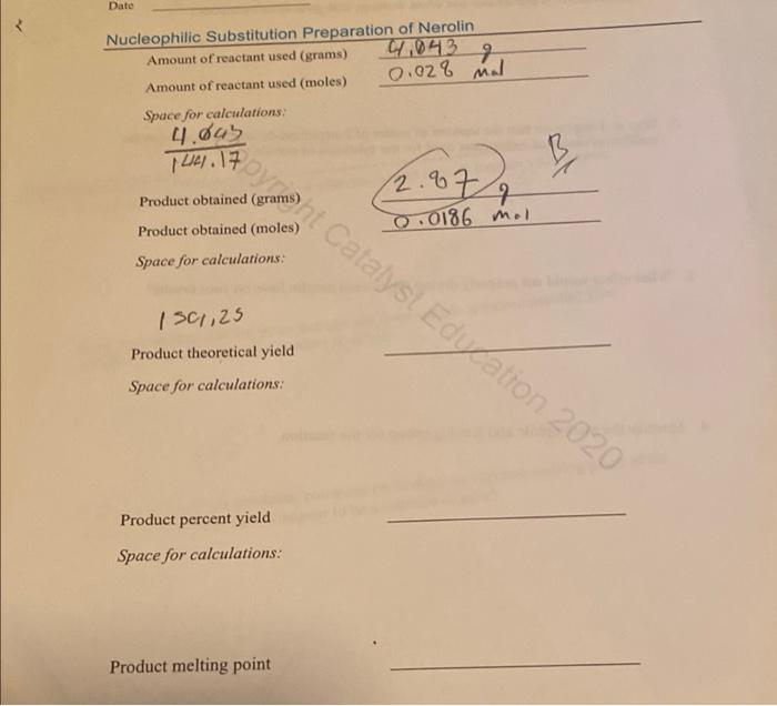 Solved Date Nucleophilic Substitution Preparation of Nerolin | Chegg.com