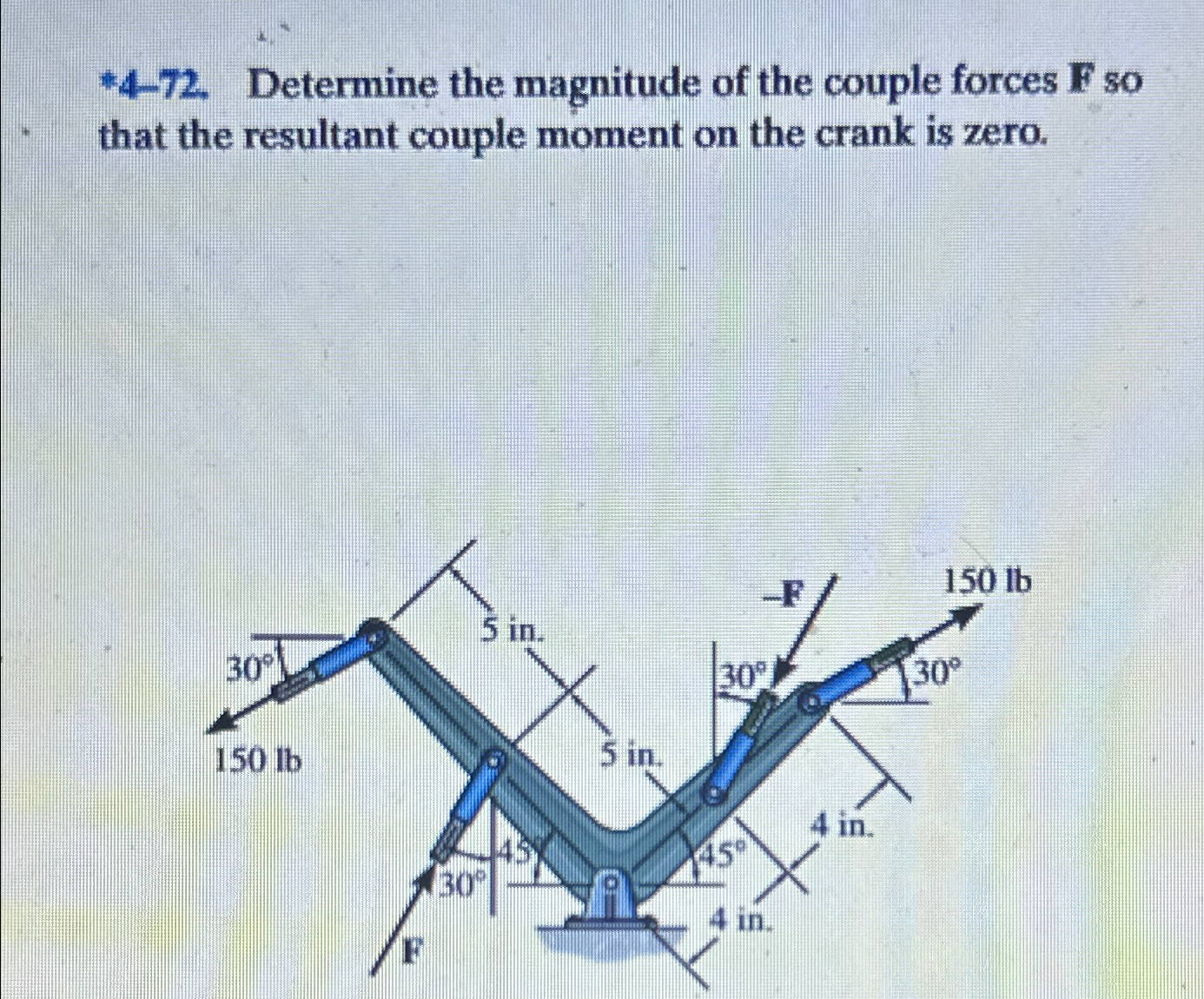 Solved 44-72. ﻿Determine the magnitude of the couple forces | Chegg.com