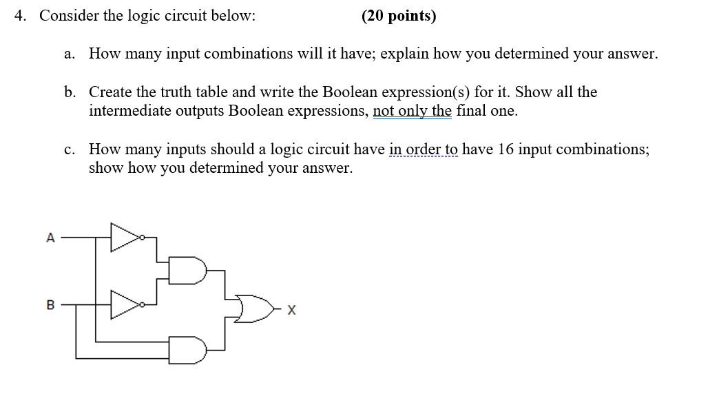 Solved Consider the logic circuit below:(20 ﻿points)a. ﻿How | Chegg.com