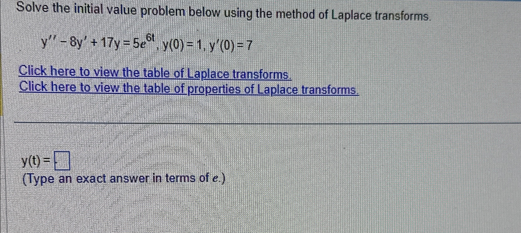 Solved Solve the initial value problem below using the | Chegg.com