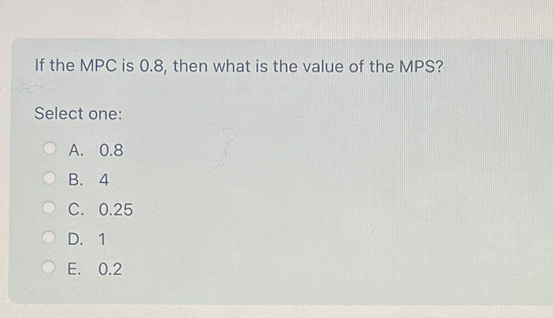 Solved If the MPC is 0.8, ﻿then what is the value of the | Chegg.com