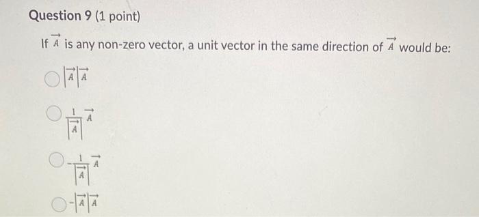 Solved If A is any non-zero vector, a unit vector in the | Chegg.com