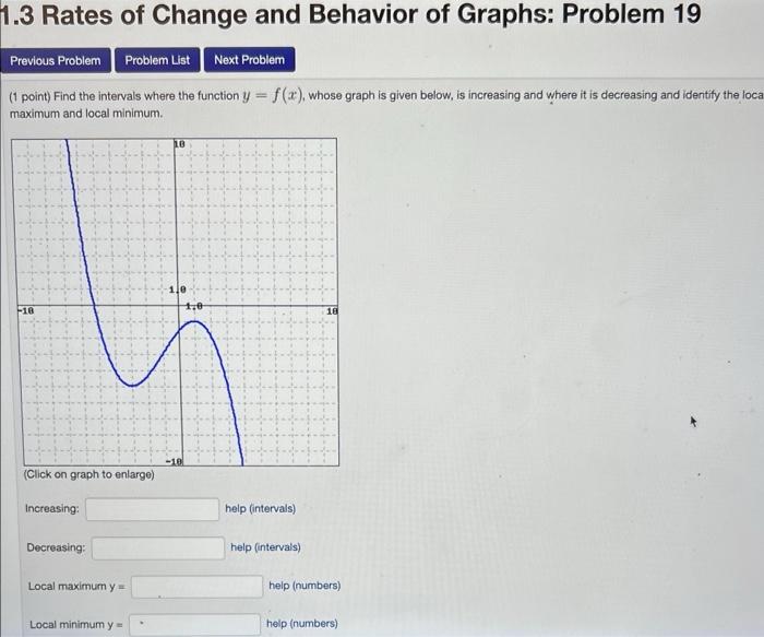 Solved 1.3 Rates of Change and Behavior of Graphs: Problem | Chegg.com