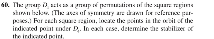 Solved 60. The group D4 acts as a group of permutations of | Chegg.com