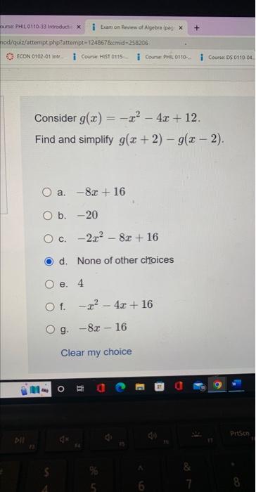 Solved Consider G X X2 4x 12 Find And Simplify Chegg