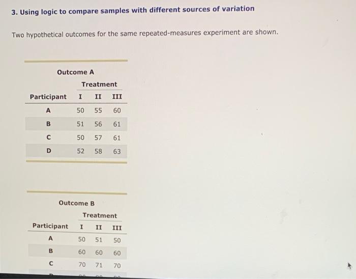 Solved 3. Using logic to compare samples with different | Chegg.com