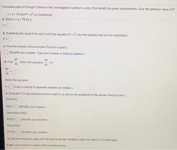 Solved Complete parts a through f below to find nonnegative | Chegg.com