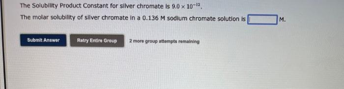 Solved The Solubility Product Constant for silver chromate | Chegg.com