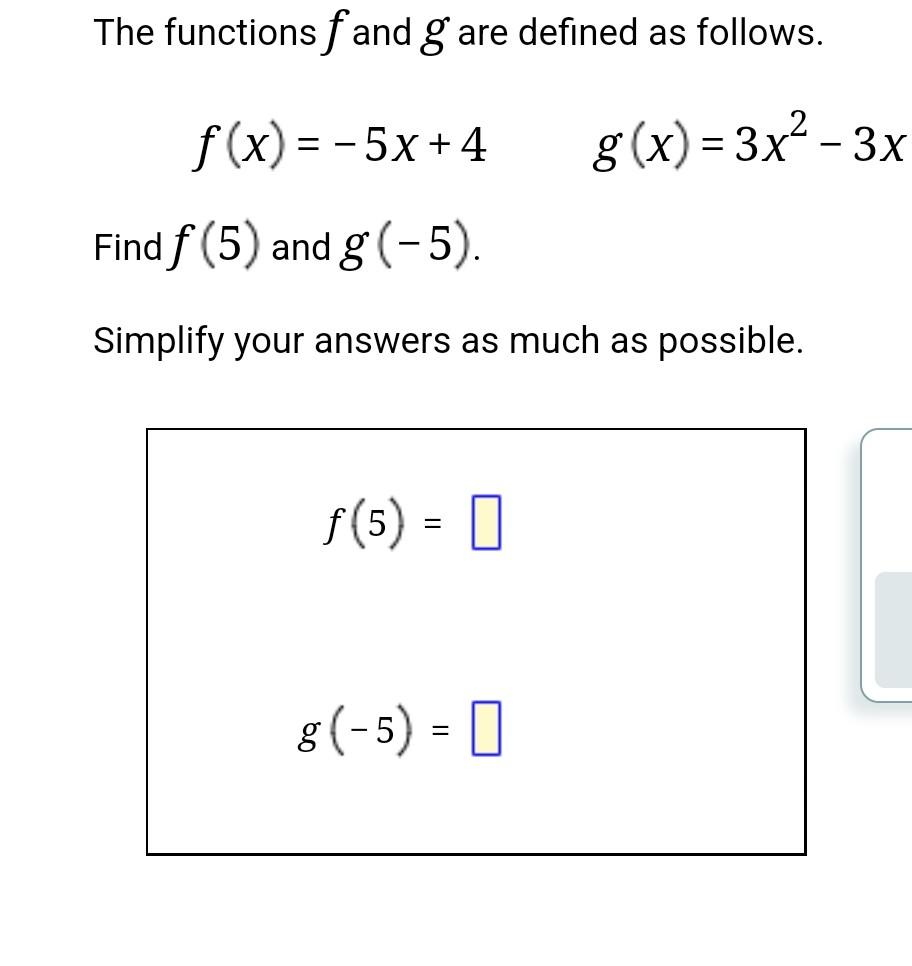 Solved The functions f and g are defined as follows. | Chegg.com