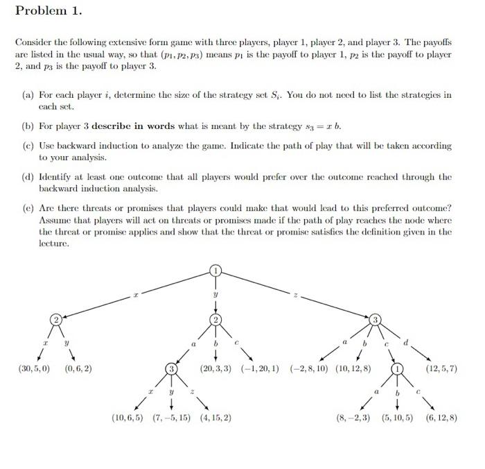 Solved Problem 1. Consider the following extensive form game | Chegg.com