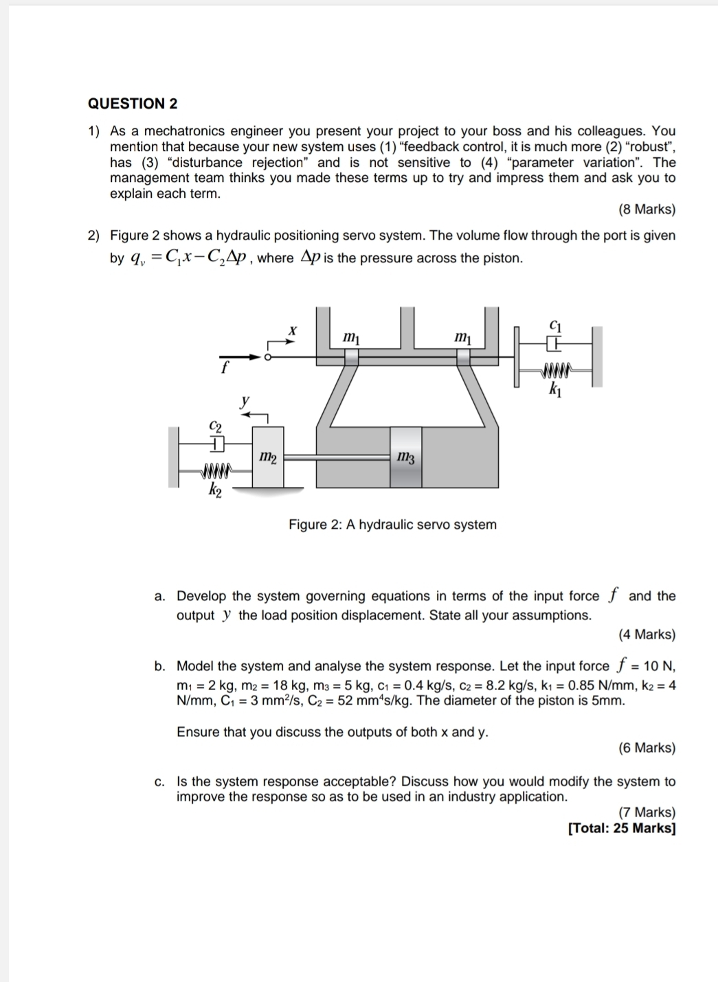 Solved QUESTION 2As a mechatronics engineer you present your | Chegg.com
