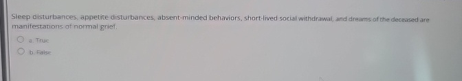 Solved Sleep disturbances, appetite disturbances, | Chegg.com