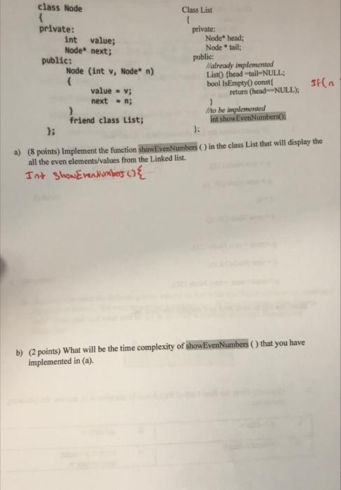 Solved class Node { private: int value; Node next; public: | Chegg.com