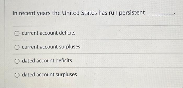 In recent years the United States has run persistent | Chegg.com