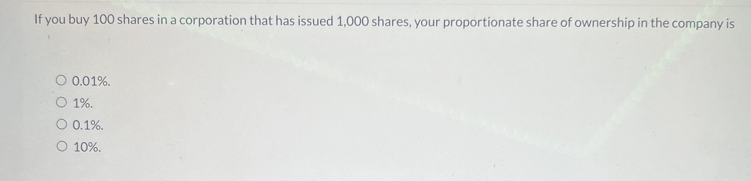 Solved If you buy 100 ﻿shares in a corporation that has | Chegg.com