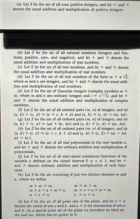 (a) Let S be the set of all even positive integers, | Chegg.com