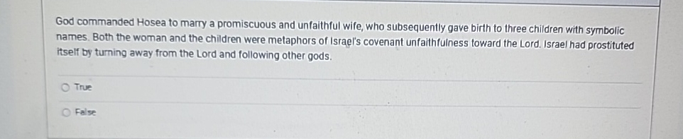 Solved God commanded Hosea to marry a promiscuous and | Chegg.com