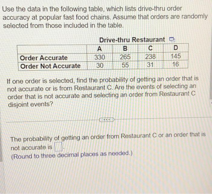 Solved Use the data in the following table, which lists | Chegg.com