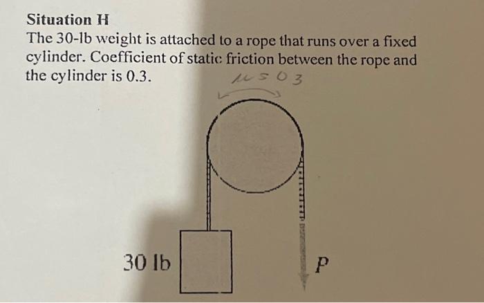 Solved The 30lb weight is attached to a rope that runs over | Chegg.com
