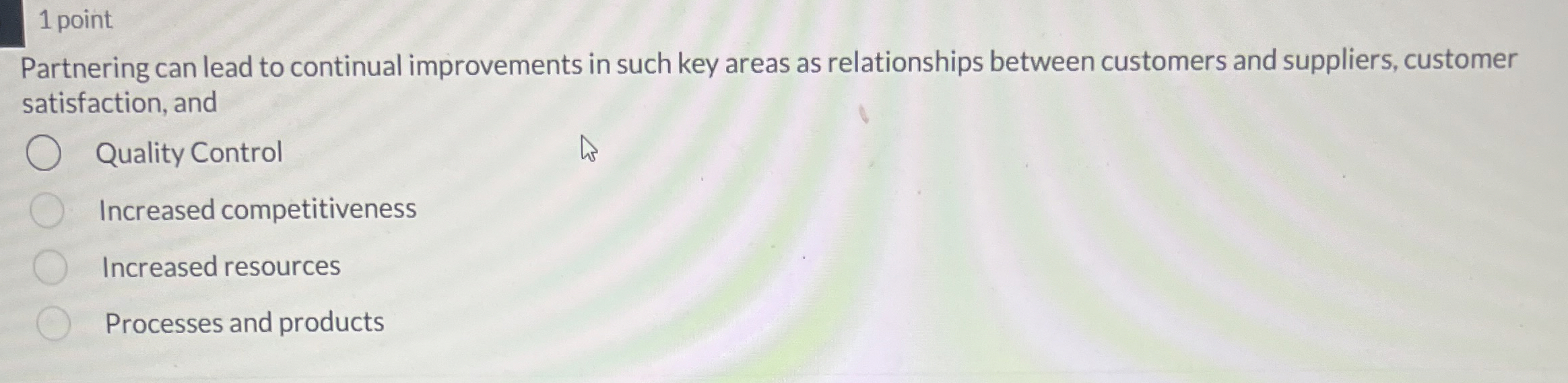 Solved 1 ﻿pointPartnering can lead to continual improvements | Chegg.com