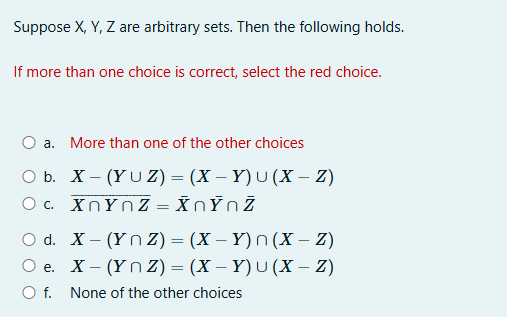 Solved Suppose x,Y,Z ﻿are arbitrary sets. Then the following | Chegg.com