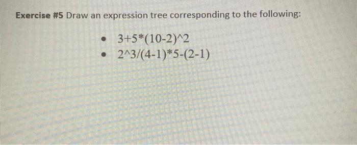 Solved Exercise \#5 Draw an expression tree corresponding to | Chegg.com