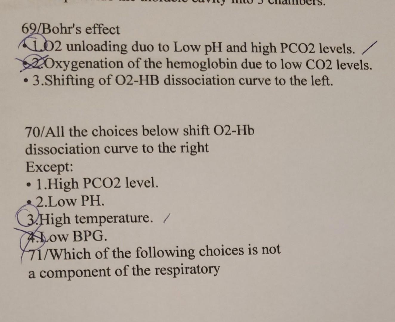 Solved 69/Bohr's effect 1O2 unloading duo to Low pH and high | Chegg.com
