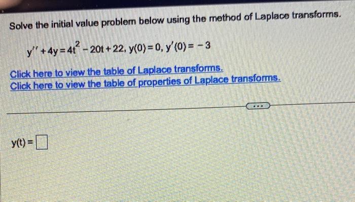 Solved Solve the initial value problem below using the | Chegg.com