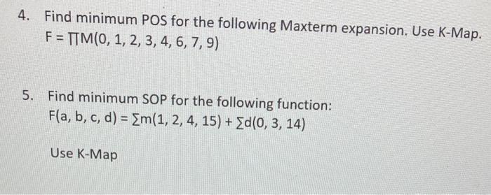 Solved 4. Find minimum POS for the following Maxterm | Chegg.com