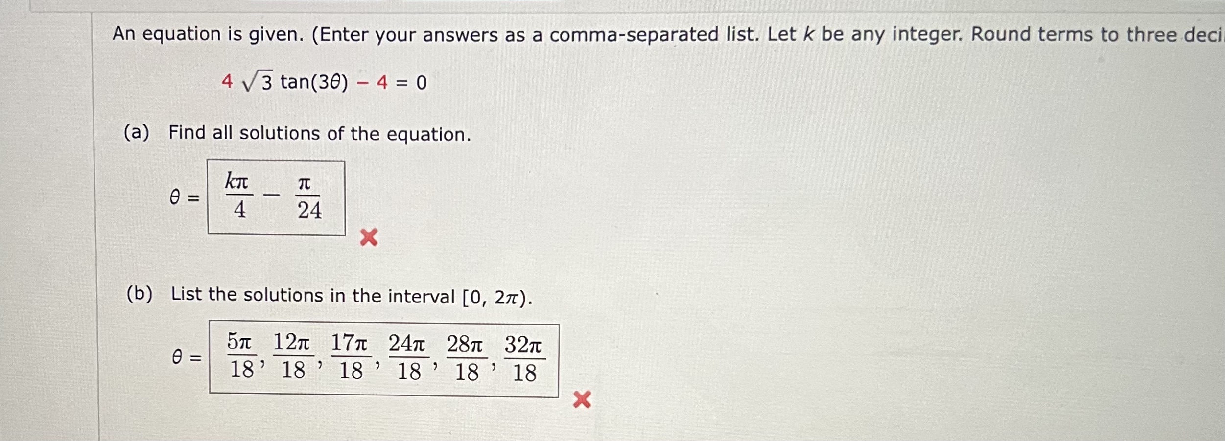 Solved An equation is given. (Enter your answers as a | Chegg.com