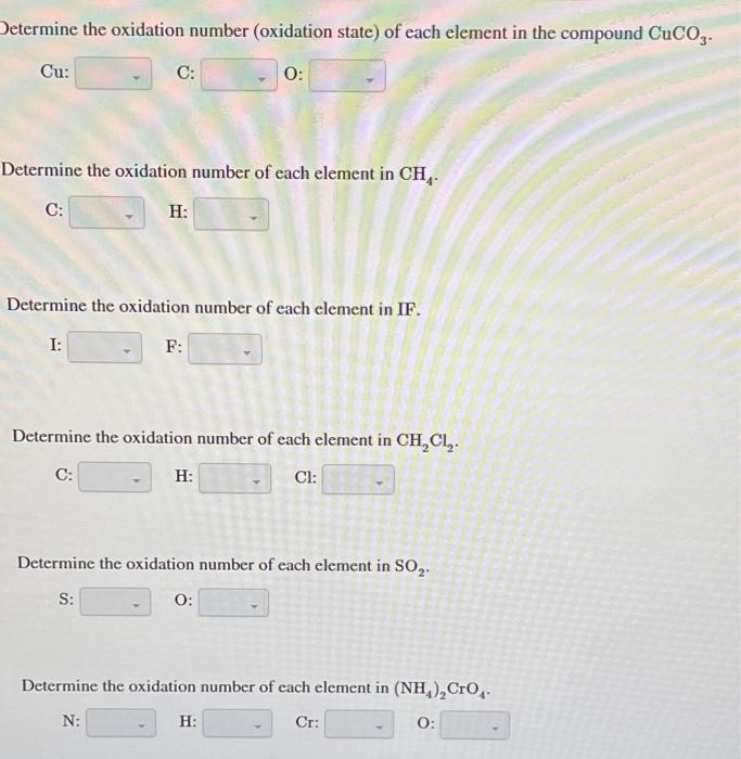 Solved Determine The Oxidation Number Oxidation State Of
