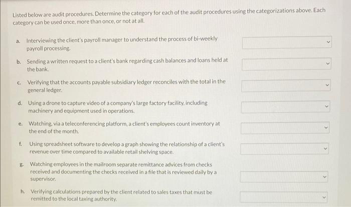 Solved Current Attempt in Progress Audit procedures are used | Chegg.com