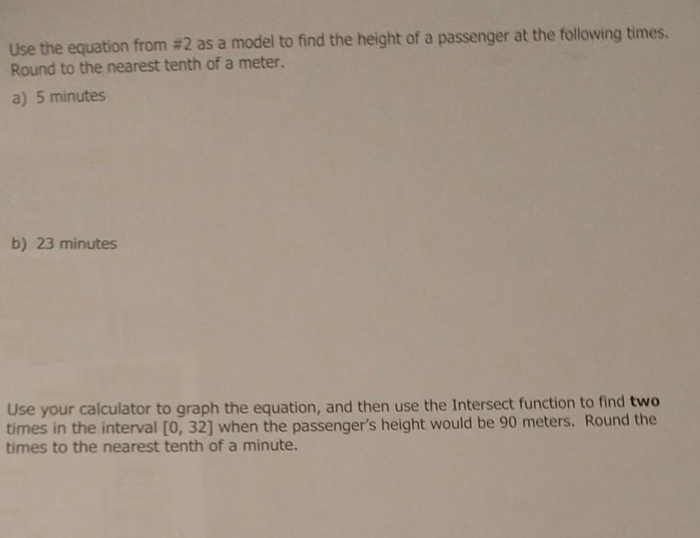 Trigonometry Ferris Wheels Project - Part 2 For this | Chegg.com