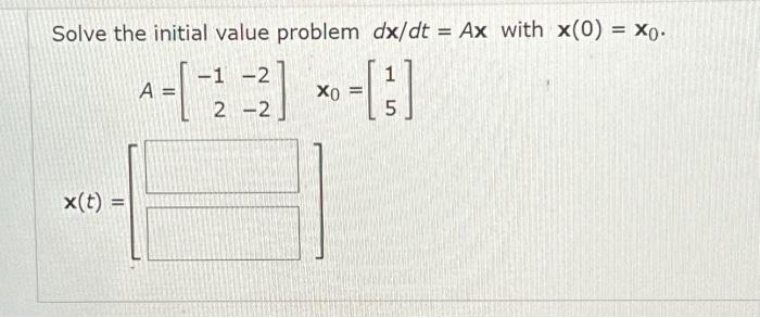 Solved Solve the initial value problem dx/dt=Ax with | Chegg.com