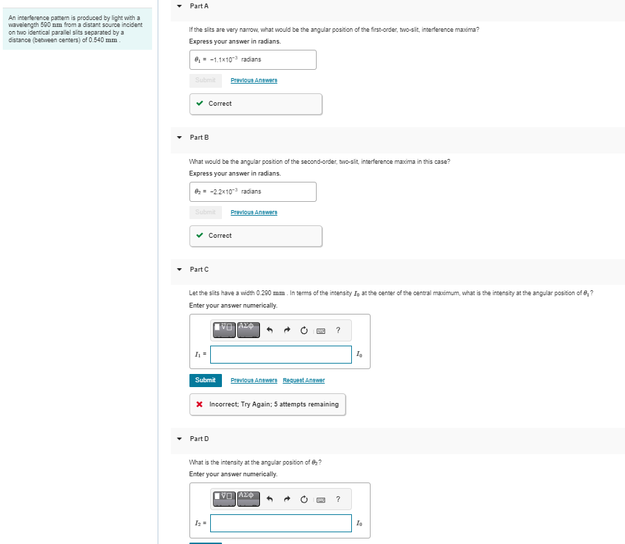 Solved An interference pattern is produced by light with | Chegg.com
