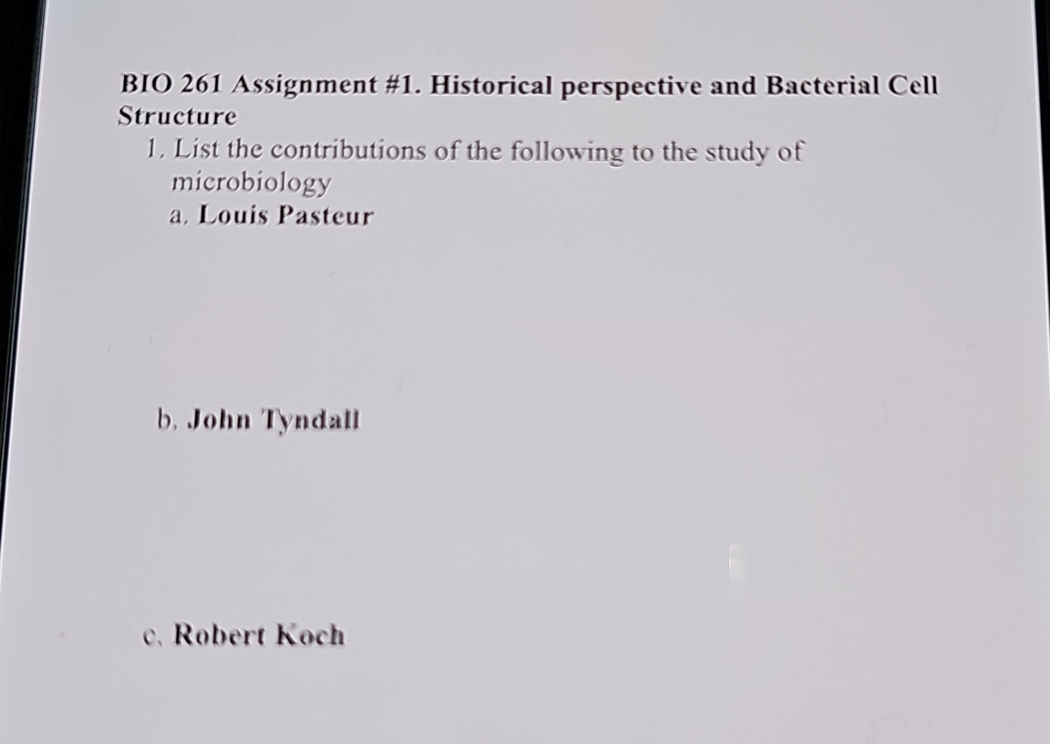 Solved BIO 261 ﻿Assignment #1. ﻿Historical perspective and | Chegg.com
