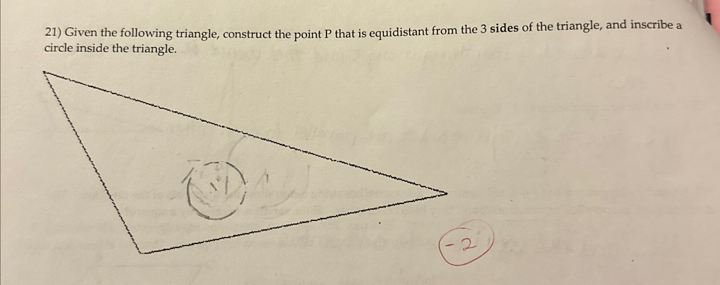 Solved Given the following triangle, construct the point P | Chegg.com