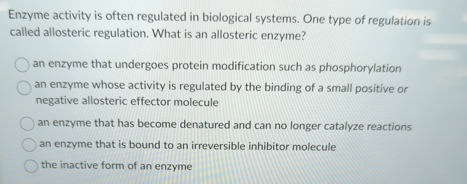 Solved Enzyme activity is often regulated in biological | Chegg.com