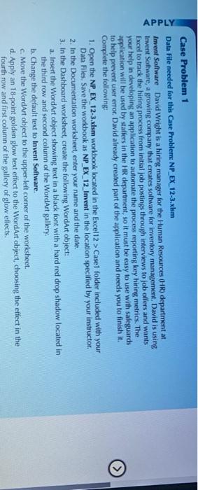 APPLY Case Problem 1 Data File needed for this Case | Chegg.com