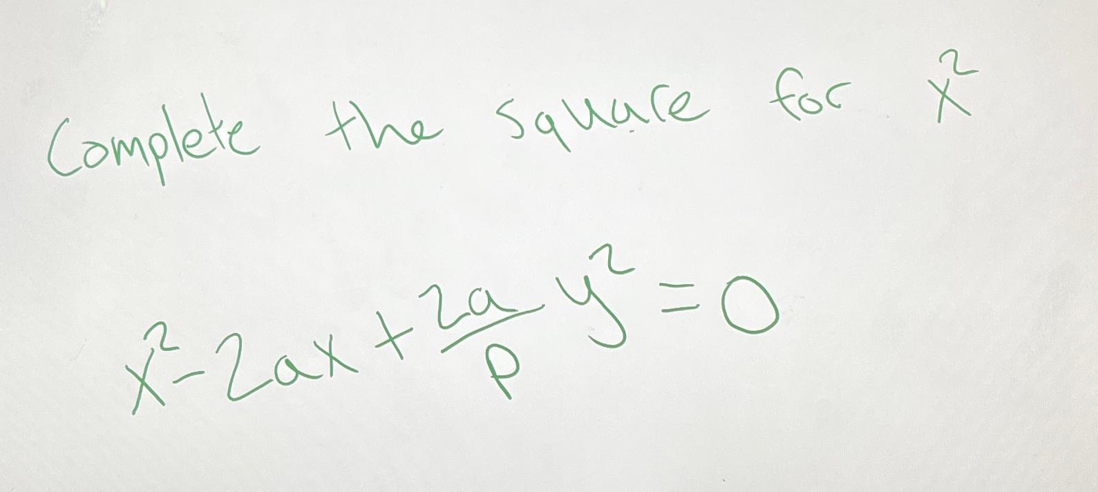 Solved Complete the square for x2x2-2ax+2apy2= | Chegg.com