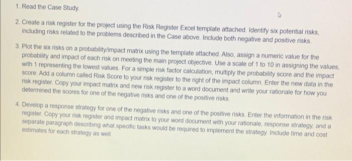 Solved PROJECT RISK MANAGEMENT CASE STUDY Roy And His Team Chegg