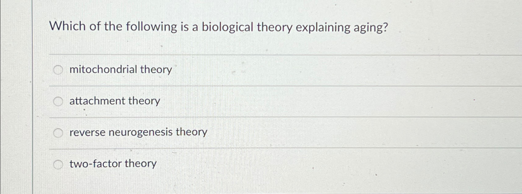 Solved Which of the following is a biological theory | Chegg.com