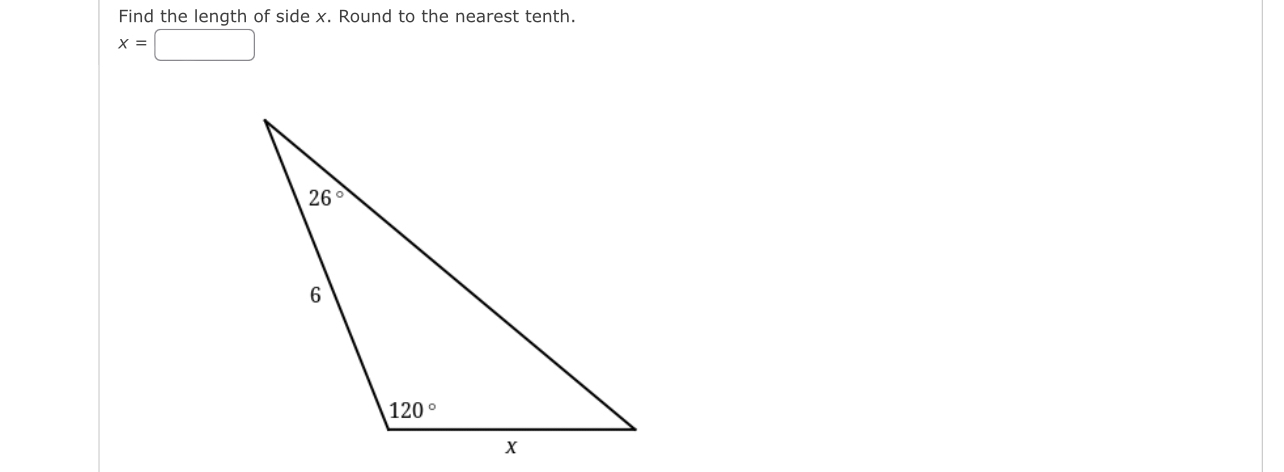 Solved Find the length of side x. ﻿Round to the nearest | Chegg.com