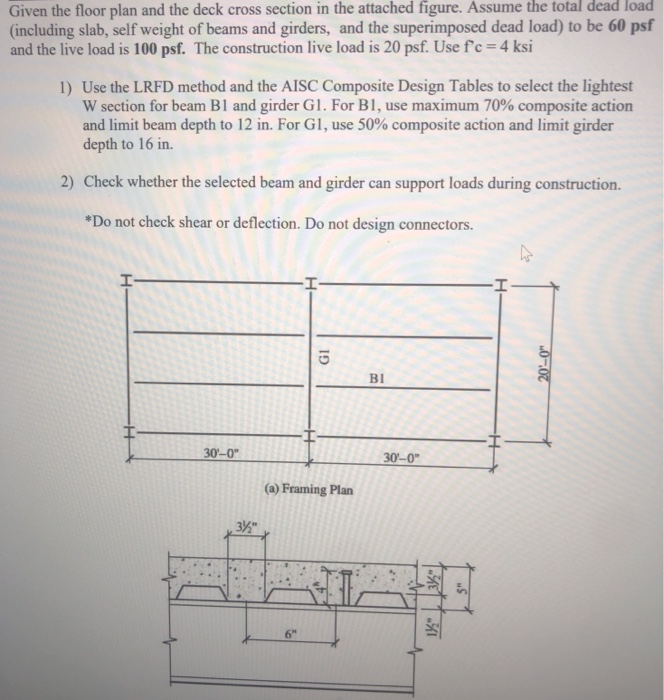 Solved Given the floor plan and the deck cross section in | Chegg.com