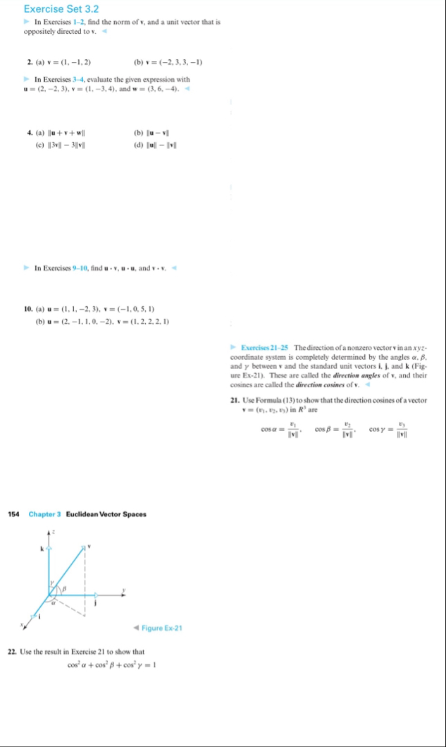 Solved Exercise Set 3.2P In Exercises 1-2, ﻿find the norm of | Chegg.com